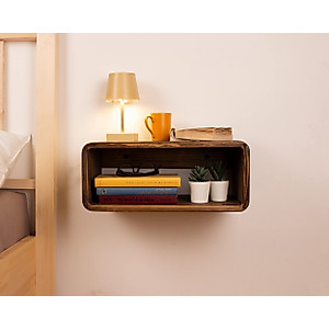 WOODCHES Floating Nightstand Wooden, Bedside Table, Nightstand Shelf, Handmade, Wall Mounted Bedside Shelf, Minimalist and Unique Style (Vancouver)