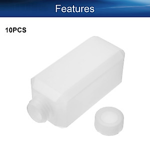 Bettomshin 10Pcs Narrow Mouth HDPE Reagent Bottle, 250mL/8.45oz Square Plastic Lab Chemical Reagent Bottle, Leak Proof, Translucent Sample Sealing Liquid/Solid Storage Container with Caps