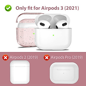 Aiiko for Airpod Case 3rd Generation Clear Glitter with Cute Pompom Keychain Soft TPU Shockproof Protective Airpod 3 Case Compatible Airpod Gen 3 Case (2021 Released) Women Girls-Glittery Pink