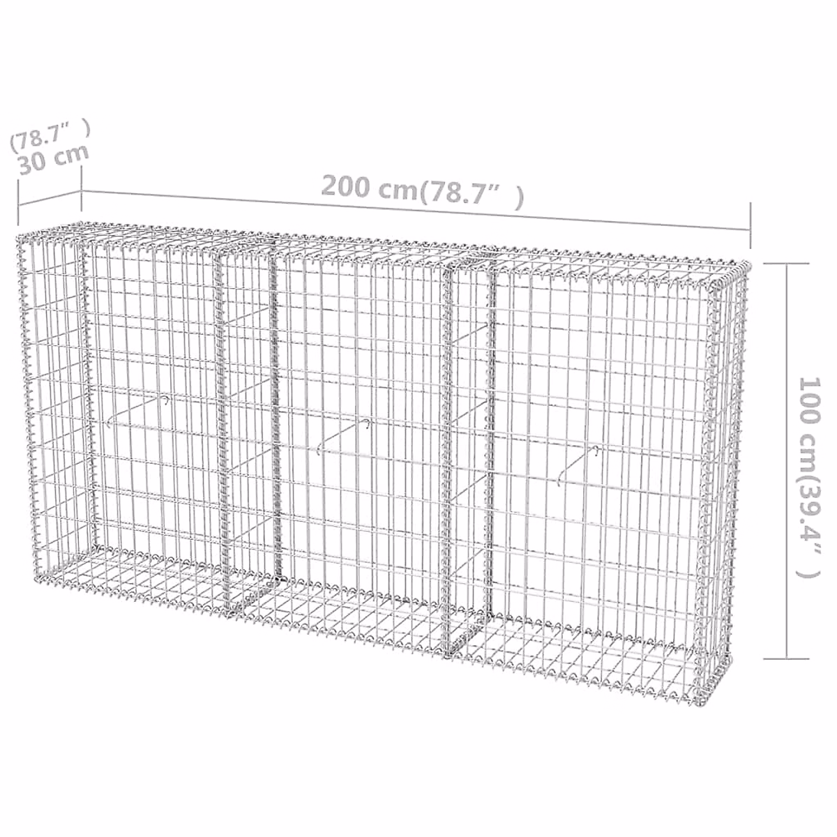 loibinfen Galvanized Steel Fence Panel Outdoor Privacy Fence Screen Gabion Basket for Retaining Wall Block Gabion Cages Outdoor Decorative Fences Fencing for Garden,Yard, 78.7"x11.8"x39.4" -AA