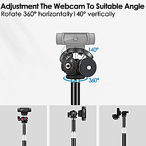 Nycetek Webcam Tripod Stand for Desk: Webcam Stand for Logitech Brio | C920 | C922 - Height & Angle Adjustable Desktop Tripod for Light & 1/4" Thread for Live Streaming | Video Calling