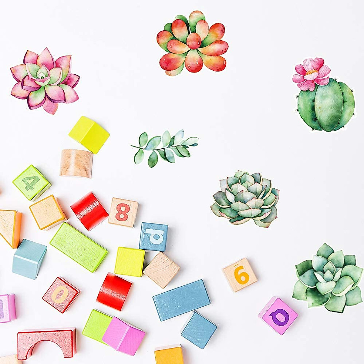 CozyDecor 36 Pcs Succulent Decals for Wall, Succulents Classroom Decorations for Teachers Bulletin Board,Succulent Theme Classroom Decor A655