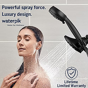 Waterpik One-Touch Dual 2-in-1 Shower System With Rain Shower Head and 7-Mode Hand Held Shower Head, Matte Black XPB-135E-765ME