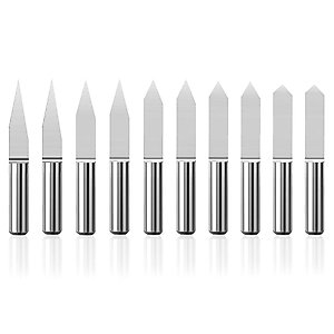 10pcs CNC Router V Bits, 1/8" Shank V Groove Router Bit for PCB MDF Hard Wood Aluminum Copper| 20/30/45/60/90 Degrees, 0.1mm Tip