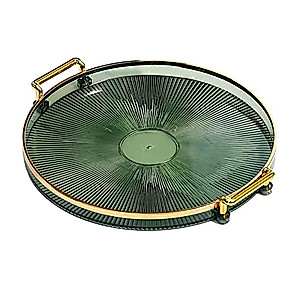 Luxury Serving Tray, with Handles Cosmetic Perfume Makeup Display Multifunction Decorative Decorative Tray, Jewelry Tray for Living Room, Green