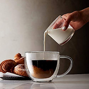 BNUNWISH Double Wall Glass Expresso Coffee Mugs Set Of 4 (7 OZ / 200 ML) Insulted Clear Cappuccino Coffee Mugs Tea Cups