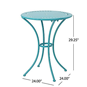 Christopher Knight Home Lourdes Iron Bistro Set, 3-Pcs Set, Matte Teal