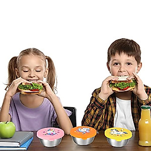 6 Pcs Unicorn Salad Dressing Containers to Go 1.9 oz Kid Condiment Sauce Containers Stainless Steel Small Containers with Lids Silicone Lid Bento Box Accessories Leakproof Condiment Cup for Food