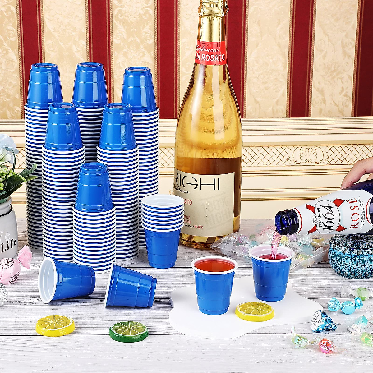 Yetene 200pcs 2 oz Easter Plastic Shot Cups Mini Disposable Shot Glasses for Wedding Baby Shower Graduation Party Supply Summer Beer Taste Serving(Blue)