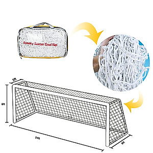 Aoneky 4 mm Heavy Duty Soccer Goal Net - 10 lbs per Netting - 24 x 8 Ft - Replacement Full Size Football Post Net - NOT Include Posts