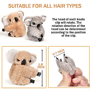 Koala Stuffed Animal Clips, 8 Pcs Small Stuffed Koala Clip for Women Hair Claw, Koala Pencil Hugger for Girls Kids (Brown and Grey)
