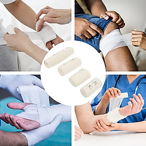 Baluue 4 Rolls Elastic Band Gauze Pads Non Woven Gauze Stretchy Gauze wrap self Adherent wrap cohesive Tape Gauze Adhesive Tape Medical Cloth roll Nylon Protection