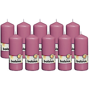 BOLSIUS 10 Pink Pillar Candles - 2.25 x 6 Inches - Premium European Quality - Individually Wrapped - 42 Hours Burn Time - Dripless Smokeless Unscented Dinner, Wedding, Party, & Restaurant Candles