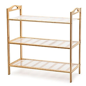 Tuklye Shoe rack,Stylish 3 Tier bamboo shoe rack for entryway,Comes with dust film,shoe organizer for closet