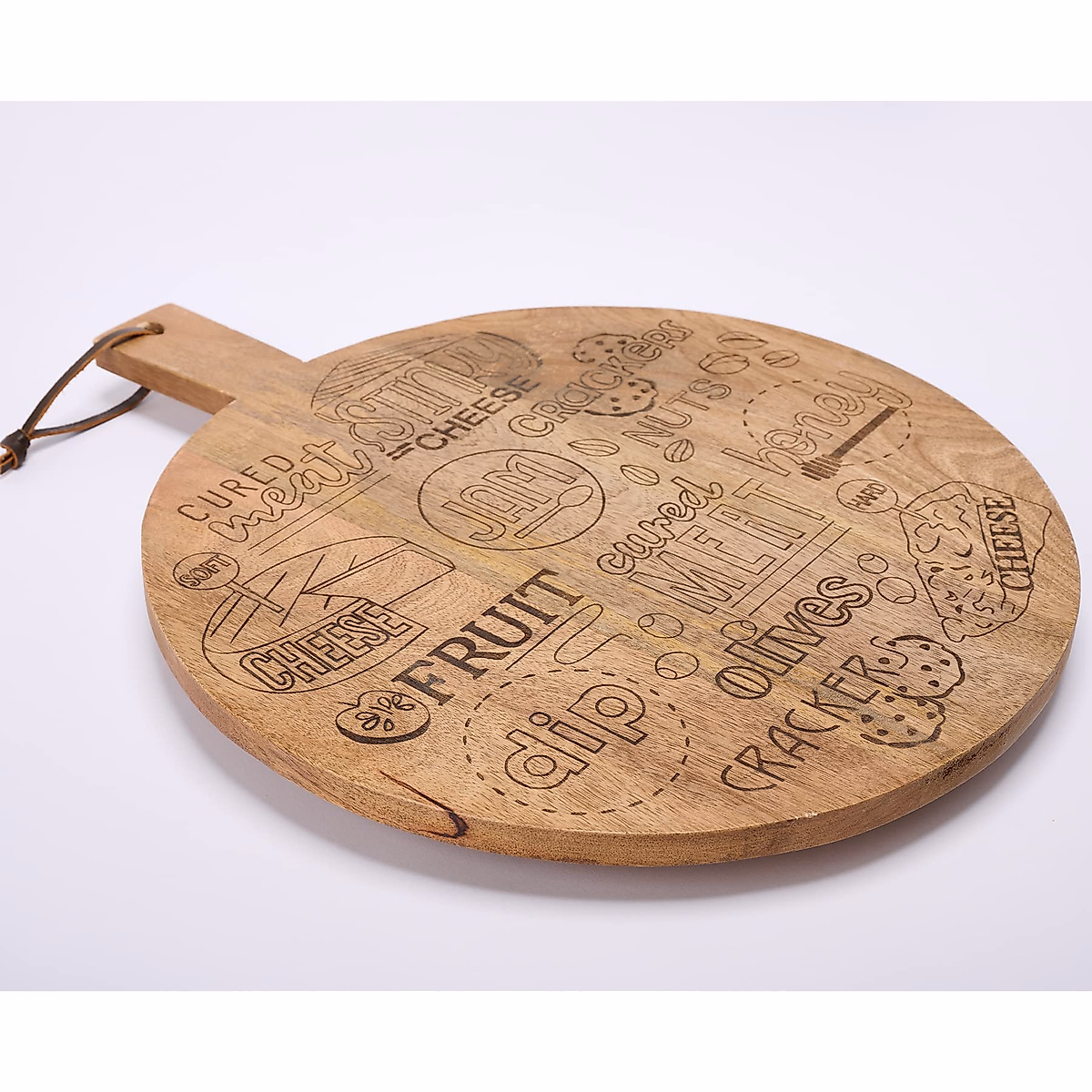 Mud Pie Wooden Charcuterie Lazy Susan, Brown, 20" x 16"