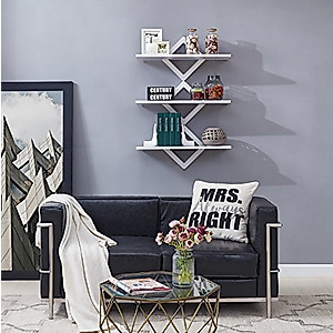 Danya B. Diamonds 3-Level Shelving System – Decorative Floating Shelves –Wall Mount – White