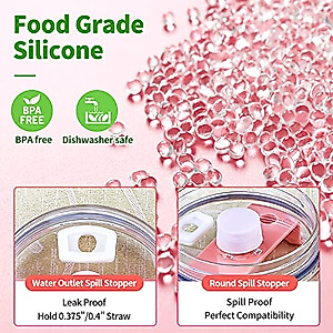 4 Pack Silicone Spill Stopper Set for Stanley Tumbler, Compatible with Stanley 40oz Tumbler with Handle, Leak Stopper for Stanley 30oz Tumbler with Handle, for Stanley Cup Accessories (White)…