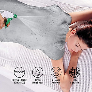 ZXU Large Heating Pad for Neck, Shoulders and Back Pain, 38" x 26" XXXL Fast Heating Wrap with Weighted Edge,2.2lbs, Dry & Moist Heat, 3 Heat Settings, Auto Shut-Off,Fast-Heating Hot Heated Pad