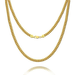 Waitsoul 925 Sterling Silver Cuban Chain Lobster Clasp 4mm 18k Gold Over Cuban Link Curb Chain Necklace for Women Men Diamond Cut 16-30 Inches(20)