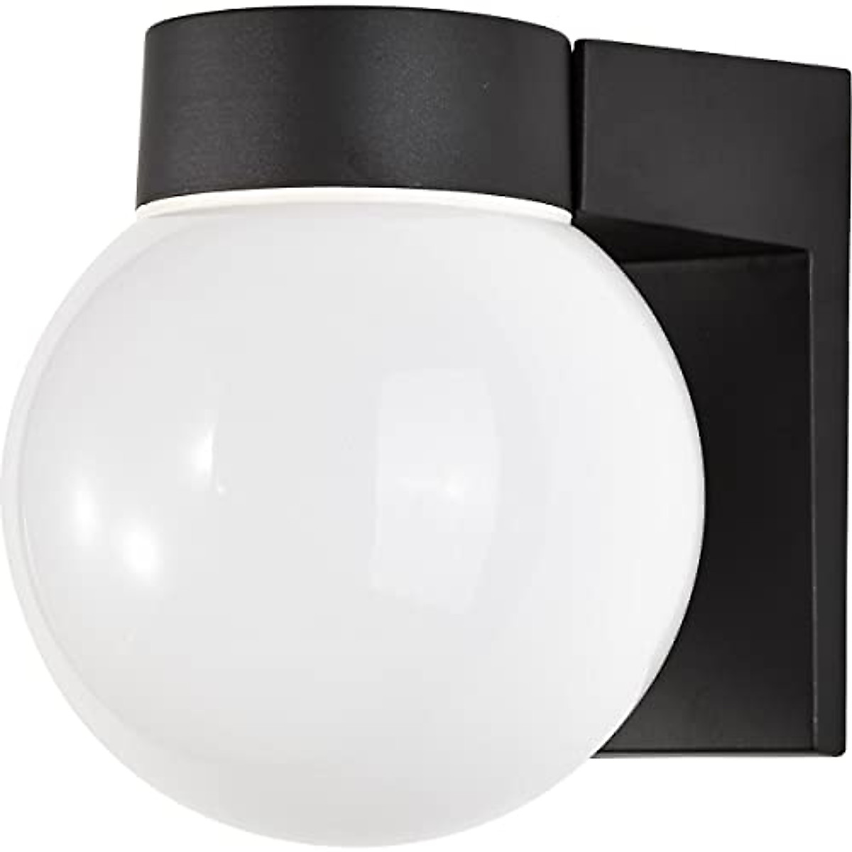 Nuvo Lighting SF77/140 Utility Fixture Die Cast Aluminum Durable Outdoor Wall Mount Porch and Patio Light with White Glass Globe, Black