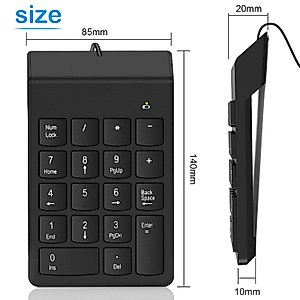 USB Numeric Keypad Numpad Portable Slim Mini 10 Key Number Pad Keyboard for Laptop Desktop Computer PC, Compatible with ChromeBook Surface Notebook, Tax Accountant Calculate Office Travel & Home