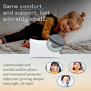 Coop Home Goods - Toddler Pillow (14x19) and Grey Pillow Protector - Premium Cross-Cut Memory Foam - Soft Lulltra Washable Cover from Rayon - CertiPUR-US/GREENGUARD Gold Certified