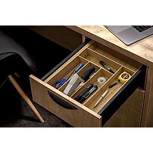 konfuny Bamboo Kitchen Drawer Organizer for Utensils Silverware Holder- Perfect Size Adjustable Cutlery Tray,Drawer Dividers for Flatware and Kitchen Utensils(6-8 Slots)