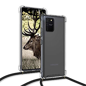 kwmobile Crossbody Case Compatible with Samsung Galaxy S10 Lite Case - Clear TPU Phone Cover w/Lanyard Cord Strap - Black/Transparent