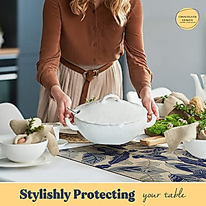 Chocolate Lemon: Trivet Table Runner - Heat Resistant 350F, Waterproof, Reversible for Hot Dishes, Plates & Pots (Botanical, 48 inch)