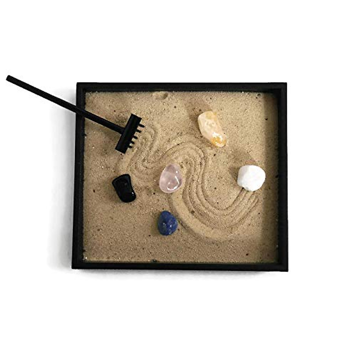 Quartz Gemstone Handmade Mini Zen Garden Healing Crystals Set - Zen Decor for Office or Home Relaxation and Stress Reduction Gifts Quartz Stone Desk Accessories