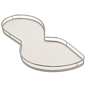 Lemans II Set 2-Shelf Lazy Susan with Soft-Close for Blind Base Corner Cabinets, Chrome and White (574 sq. Model 40, Tray Size: 12", Swings Right)