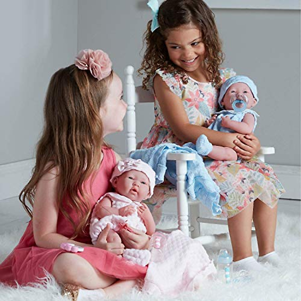 Real Girl Baby Doll 15" | Anatomically Correct | JC Toys - La Newborn | Made in Spain | Pink Knit Outfit & Accessories | Ages 2+