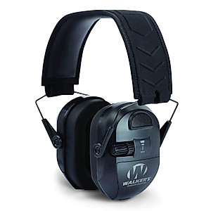 WALKER'S Ultimate Power Muff - Noise Reducing 26dB NRR Hunting Gun Range Shooting Ear Protection Black Electronic Earmuffs with AFT, 2 AAA Batteries Included