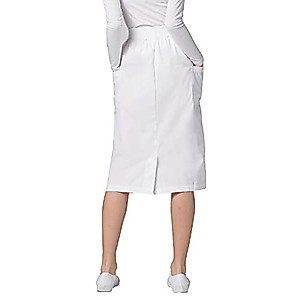 Adar Universal Scrub Skirts for Women - A-Line Cargo Pocket Scrub Skirt - 703 - White - L