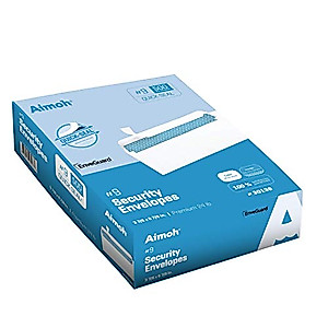 500 #9 Security Self-Seal Envelopes, Premium Security Tint Pattern, Ultra Strong Quick-Seal Closure - No Window, EnveGuard, Size 3-7/8 x 8-7/8 Inches - White - 24 LB - 500 Count (30138)