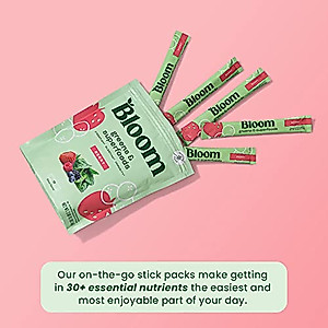 Bloom Nutrition Super Greens Powder Smoothie Mix, 15 Stick Packs - Probiotics for Digestive Health & Bloating Relief for Women, Digestive Enzymes with Organic Superfoods for Gut Health (Berry)