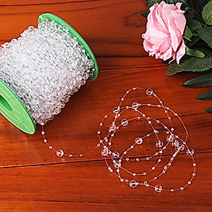 200 Feet Roll Clear Crystal Acrylic Party Garland Centerpiece Bridal Bouquet Decoration/Crystal Acrylic Bead Garland Wedding Centerpiece Floral Crafting DIY Accessory