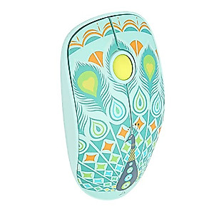 RTLR Gaming Mouse, 1500 DPI, Peacock Pattern Ergonomic Design, Stable and Efficient Wireless Mouse for Laptop Desktop Computer