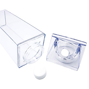 33oz Milk Carton Water Bottle -Clear Square Milk Bottles BPA Free Portable Water Bottle with 2 Silicone Straws & Cleaning Brush and 1 Bottle Brush for Outdoor Sports Travel Camping Activities (1000ml)