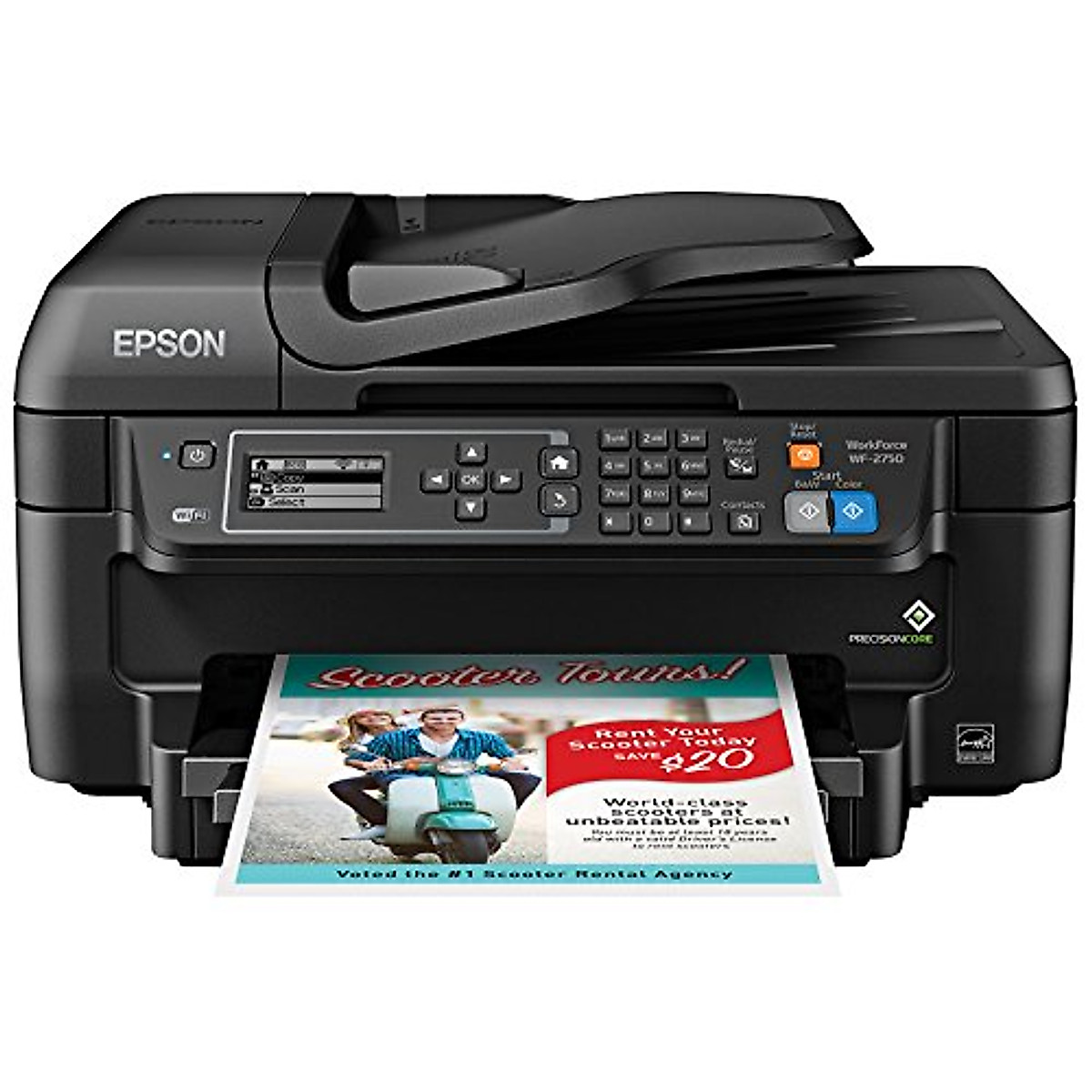 Epson WF-2750 All-in-One Wireless Color Printer with Scanner, Copier & Fax, Amazon Dash Replenishment Ready