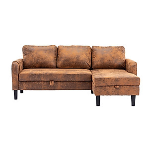 Eafurn 3 Seater Sectional Sofa with Chaise Lounge and Storage,L Shaped Convertible Couch Pull Out Bed,Comfy Velvet Upholstery Corner Sofa & Couches Button Tufted Living Room Furniture Sets