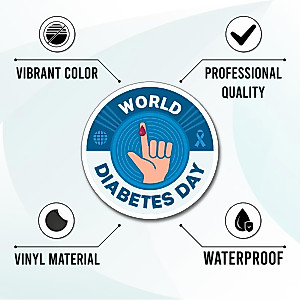 50 Pack Pcs Type 1 Diabetes Awareness Ribbon Stickers for Water Bottles Waterproof Vinyl Laptop Cute Funny Inspirational Sticker Packs Bulk Set Teens Adults Aesthetic Small Decals