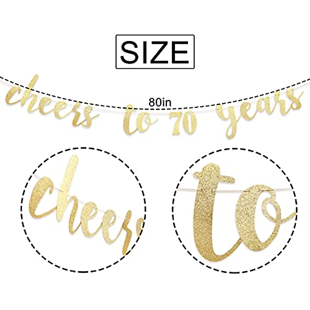 Cheers to 70 Years Banner - 70th birthday banner，happy 70th birthday banner,70th anniversary banner,70th birthday banner for men/women,70 Party Decorations banner