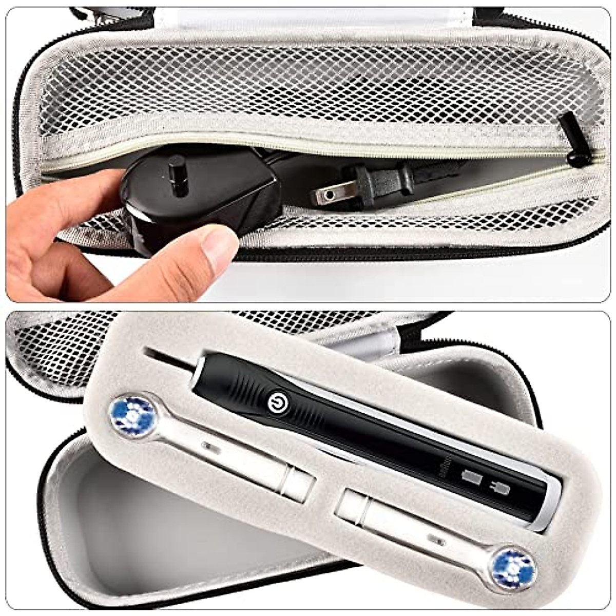 Travel Case Compatible with Oral-B Pro 1000 2000 3000 3500 CrossAction/ Smart 1500 Electric Toothbrush, Power Rechargeable Tooth Brushes Storage Holder Cover Bag for Brush Head, Charger（Box Only)