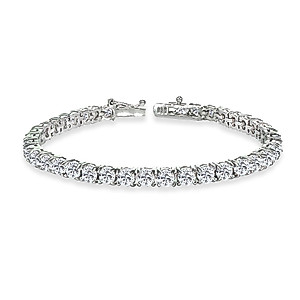 B. BRILLIANT Sterling Silver 4mm Synthetic White Sapphire Round-cut Tennis Bracelet for Women
