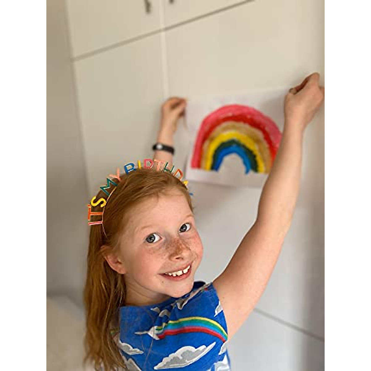 Talking Tables RAIN Rainbow 'It's My Birthday' Alloy Headband, One, Multicolor