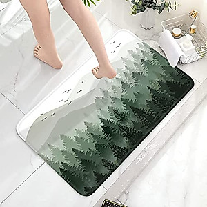 ZYLLGLOW Forest Shower Curtain Set Boho Shower Curtain Set with Rugs, Abstract Mountain Bathroom Decor Accessories Bathroom Set with Shower Curtain and Rugs Leaves Curtain Set