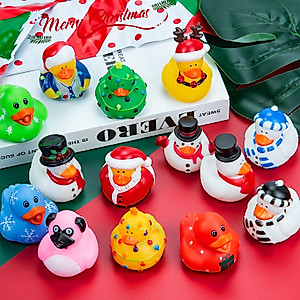 45 Pcs Rubber Ducks 2.16" Funny Rubber Ducks Christmas Eve Thanksgiving Day Halloween Assortment Duckies Bath Toys for Jeep Ducking Floater Duck Christmas Themed Bathtub Toys