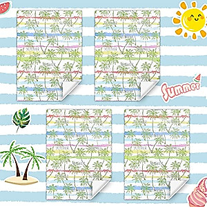 Summer Wrapping Paper, Tropical Wrapping Paper for All Occasion, Aloha Gift Wrap Paper, Hawaii Jungle Tropical Themed Coconut Tree Wrap Paper Sheet, 4 Sheets Folded Flat 20x28 Inches Per Sheet