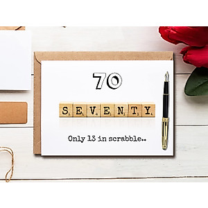 OystersPearl Scrabble 70Th Decade Birthday Card - 70 Its Only 13 In Scrabble - Birthday Greeting Card - Funny Greeting Card - Meaningful Greeting Cards.